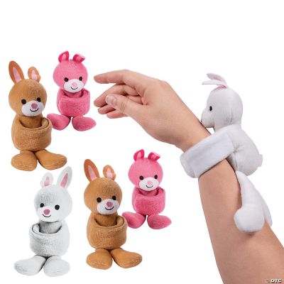 Colorful Easter Hugging Stuffed Bunny Slap Bracelets - 48 Pc ...