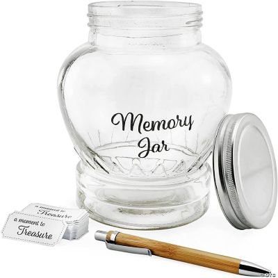 Darware Clear Glass Memory Jar, Family Keepsake Gift with 200 Write-On ...