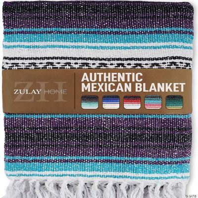 Zulay Home Hand Woven Mexican Blankets (Purple Blue)