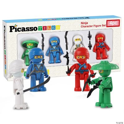 PicassoTiles 4 PC Ninja Character Set, Magnetic Tiles and Brick ...