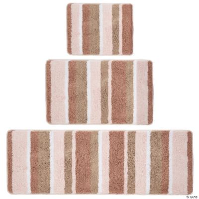 mDesign Striped Microfiber Bathroom Spa Mat Rugs/Runner, Set of 3 ...