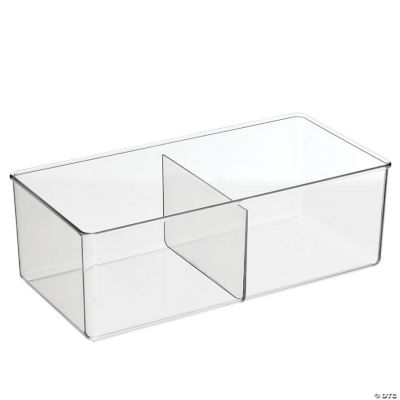 mDesign Plastic 2 Section Divided Closet Storage Bin - Clear