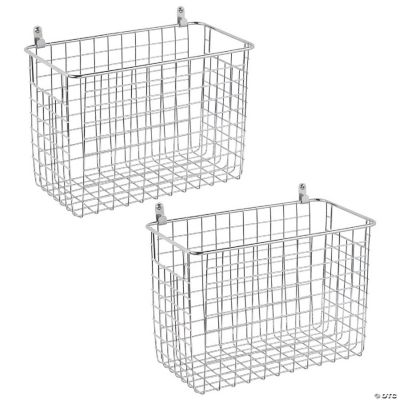 mDesign Portable Metal Wire Wall Mount Hanging Storage Baskets, 2 Pack ...