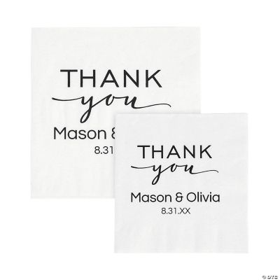 Bulk 50 Pc. Personalized Thank You Modern Napkins | Oriental Trading