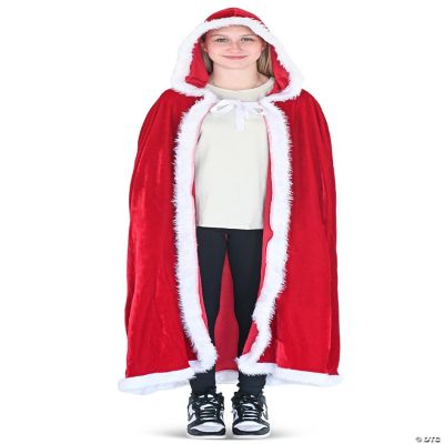 Skeleteen Red Velvet Santa Cape - Long Red Velour Hooded Cloak with ...