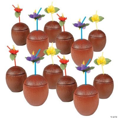 16 oz. Bulk 60 Ct. Coconut Reusable Plastic Cups with Lids | Oriental ...