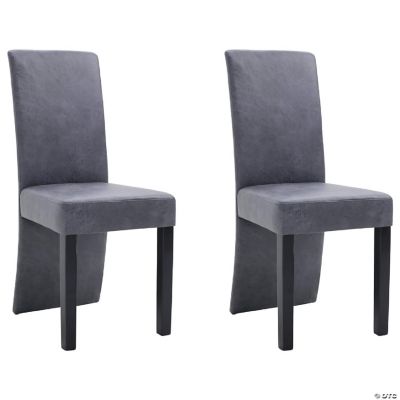 vidaXL Dining Chairs 2 pcs Gray Faux Suede Leather chairs