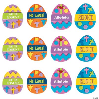 4" Bulk Religious Easter Egg Magnet Foam Craft Kit - Makes 48