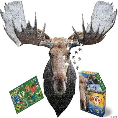 I AM Moose 700 Piece Animal Head-Shaped Jigsaw Puzzle | Oriental Trading