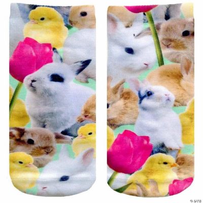 Easter Bunnies Photo Print Ankle Socks | Oriental Trading