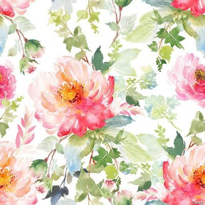 Victoria Large Flowers White Floral Cotton Fabric In the Beginning by ...