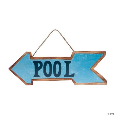 RAM Outdoor Decor Hand Painted Wooden Pool Arrow Wall Art Sign