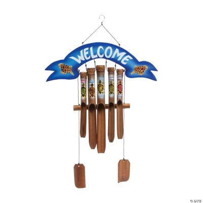 RAM Outdoor Decor Hand Painted Wooden Welcome Wind Chimes Hanging Sign