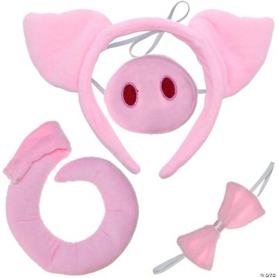 Skeleteen Pig Costume Accessories Set - Fuzzy Pink Pig Ears Headband ...