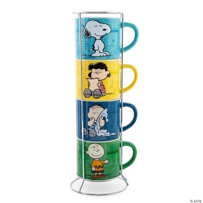 Peanuts Characters Ceramic Stacking Mug Set With Rack Each Holds 10 ...