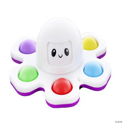 Pop Fidget Toy Spinner Face-Changing White Octopus 6-Button Bubble ...