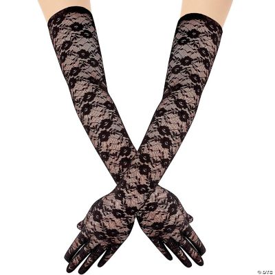 Skeleteen Elegant Lace Elbow Gloves - 1920s Fashion Opera Length Tea ...