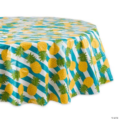 Pineapple Vinyl Tablecloth 70" Round | Oriental Trading