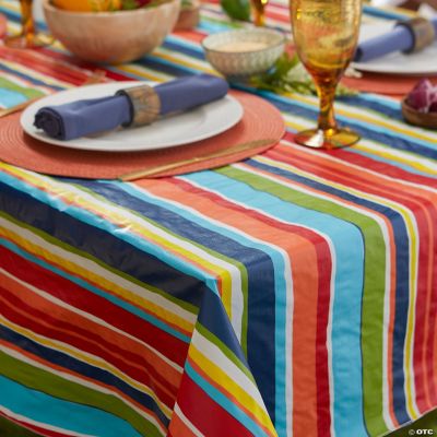 Summer Stripe Vinyl Tablecloth 60X102 | Oriental Trading