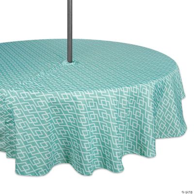 Aqua Diamond Outdoor Tablecloth With Zipper 60 Round | Oriental Trading