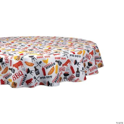 Bbq Fun Print Outdoor Tablecloth With Zipper 60 Round | Oriental Trading