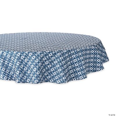 Blue Ikat Outdoor Tablecloth 60 Round | Oriental Trading