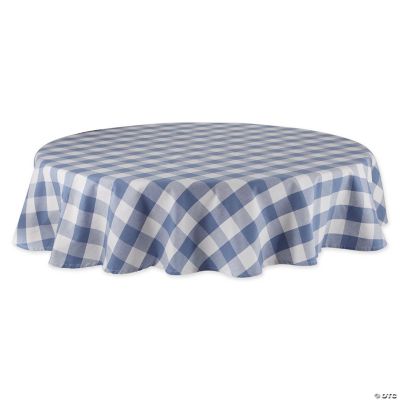 Stonewash Blue Buffalo Check Tablecloth 70 Round | Oriental Trading