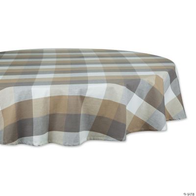 Stone Tri Color Check Tablecloth 70 Round