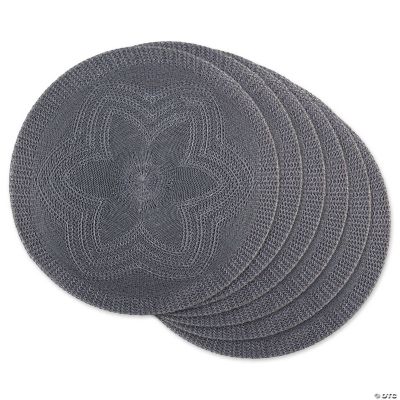 Gray Floral Woven Round Placemat Set/6 | Oriental Trading