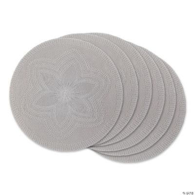 Light Gray Floral Woven Round Placemat (Set Of 6)