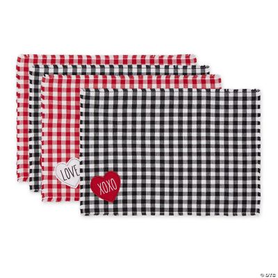 Love And Xoxo Checkers Embellished Placemats (Set Of 4)