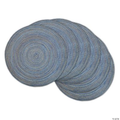 Variegated Blue Round Polypropylene Woven Placemat (Set Of 6)