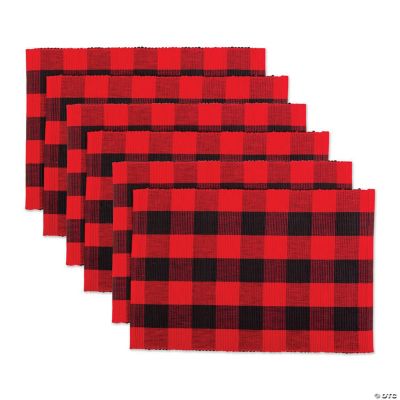 Red Buffalo Check Ribbed Placemat (Set Of 6) | Oriental Trading