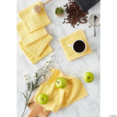 Solid Yellow Windowpane Terry Dishcloth 6 Piece