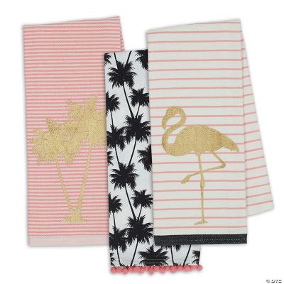 Assorted Pineapples And Palms Embellished Dishtowel (Set Of 3)