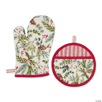 Heritage Holiday Sprigs Oven Mitt & Potholder Set