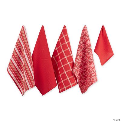 Assorted Red Dishtowel & Dishcloth (Set Of 5) | Oriental Trading