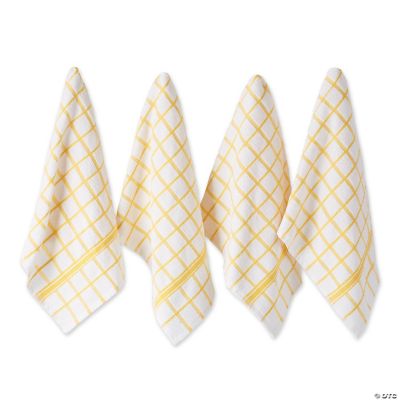 Yellow Windowpane Terry Dishtowel 4 Piece
