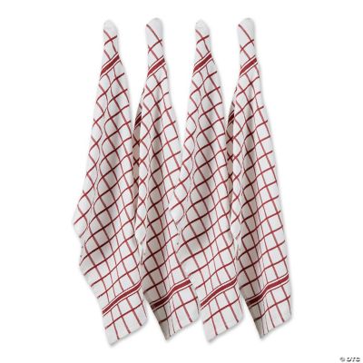 Barn Red Windowpane Terry Dishtowel (Set Of 4) | Oriental Trading