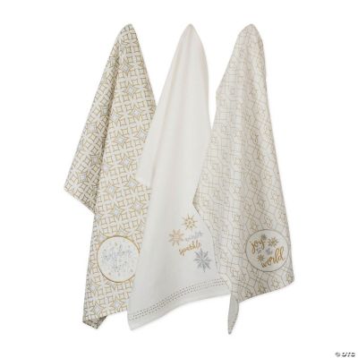 Assorted Winter Sparkle Embellished Dishtowel (Set Of 3)