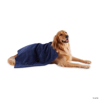 Navy Embroidered Paw Pet Towel | Oriental Trading