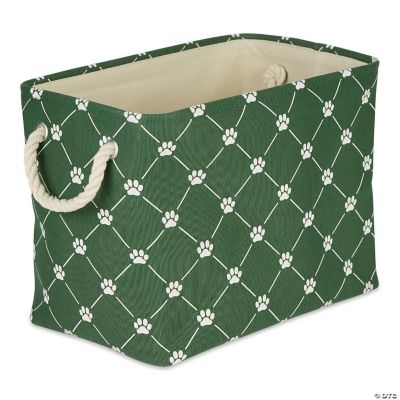 Polyester Pet Bin Trellis Paw Hunter Green Rectangle Large 17.5X12X15