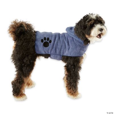Stonewash Blue Embroidered Paw Small Pet Robe