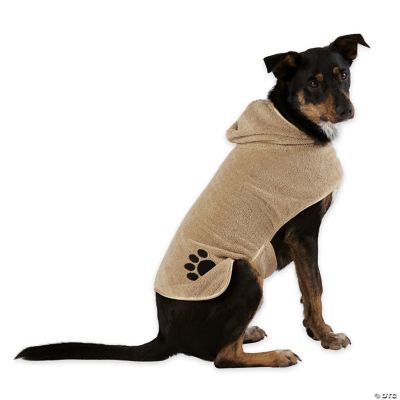 Taupe Embroidered Paw Medium Pet Robe