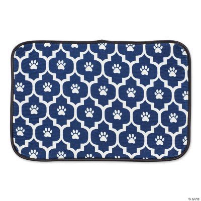 Nautical Blue And Off White Lattice Paw Pet Mat | Oriental Trading