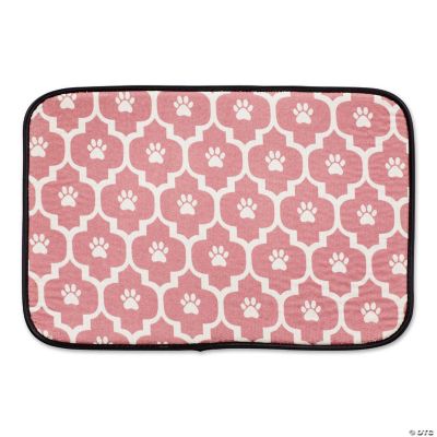 Rose And Off White Lattice Paw Pet Mat | Oriental Trading