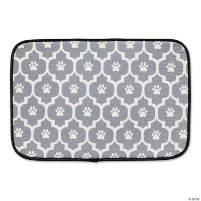 Gray And Off White Lattice Paw Pet Mat | Oriental Trading