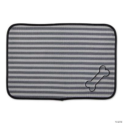 Gray Stripe Embroidered Bone Pet Mat