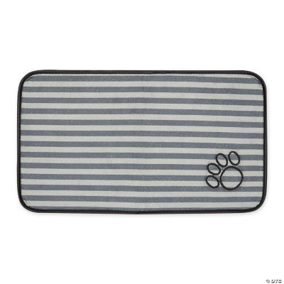 Gray Stripe Embroidered Paw Pet Mat Small