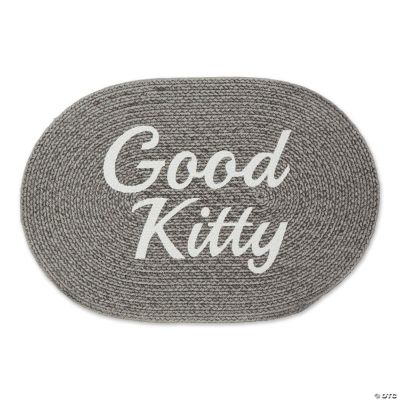 Gray Good Kitty Oval Pet Mat 16X24